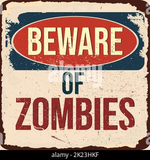 Zombie warning caution vector poster of Halloween horror holiday ...