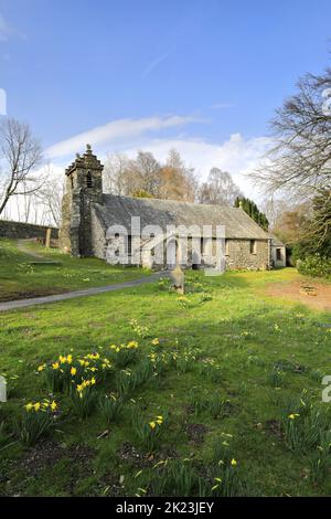 Spring view over Matterdale Church, Matterdale village; Lake District ...