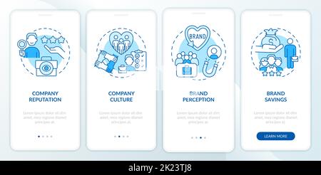Branding benefits blue onboarding mobile app page screen Stock Vector ...