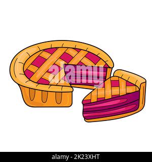Cute cartoon pie. Cherry or bleuberry pie drawing. Cartoon image of ...