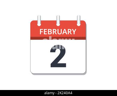 Icon calendar day - 2 February. 2nd days of the month, vector ...