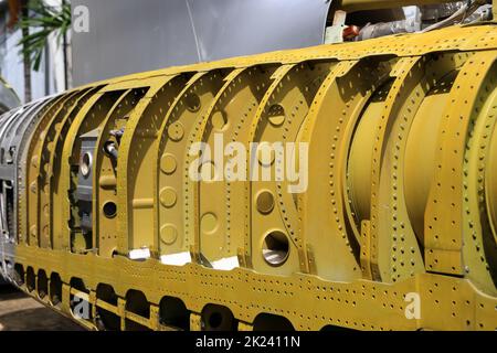 airplane airframe or fuselage without panels installed, The layout of ...