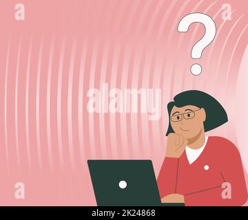 Lady Drawing Brainstorming New Solutions Surrounded With Question Marks ...