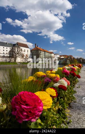 Pisek town cityscape,historical city center aerial panorama landscape ...