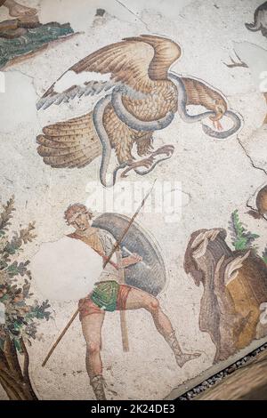 ISTANBUL, TURKEY - July 14, 2021: Mosaic from the Byzantine period in ...