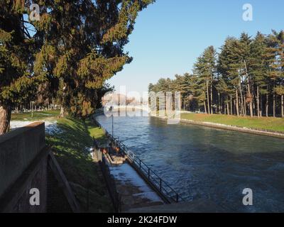 Canale Cavour artificial waterway in Chivasso, Italy Stock Photo - Alamy