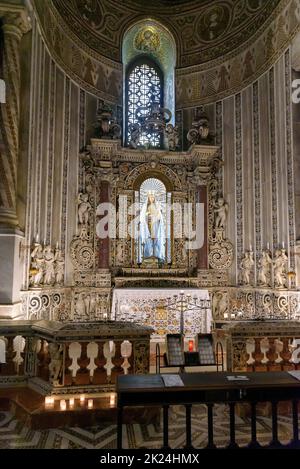 Monreale, Sicily, Italy - August 26, 2017: Main altar church organ of ...
