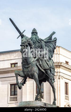 Statue dedicated to the medieval hero El Cid Campeador in the city of ...