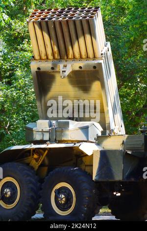 Elements of the Grad multiple launch rocket system Stock Photo - Alamy