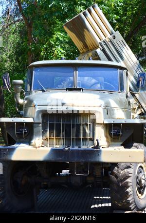Elements of the Grad multiple launch rocket system Stock Photo - Alamy