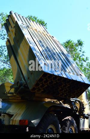 Elements of the Grad multiple launch rocket system Stock Photo - Alamy