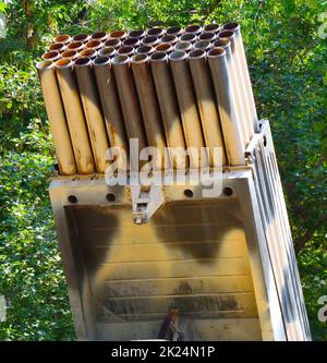 Elements of the Grad multiple launch rocket system Stock Photo - Alamy