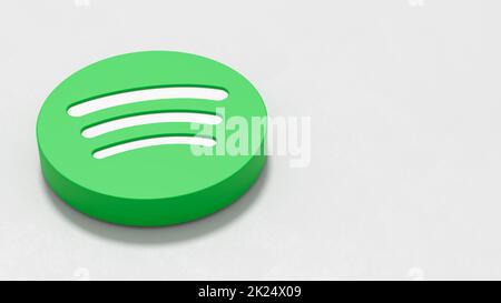 Spotify Logo 3D Symbol Shape Spotlighted on Black Background with Copy ...