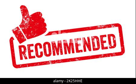 Red stamp with thumb - Recommended in spanish Stock Photo - Alamy