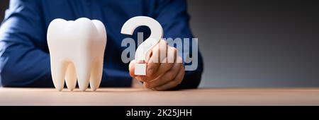 Man Dental Teeth Question Mark. Dentist FAQs Stock Photo - Alamy