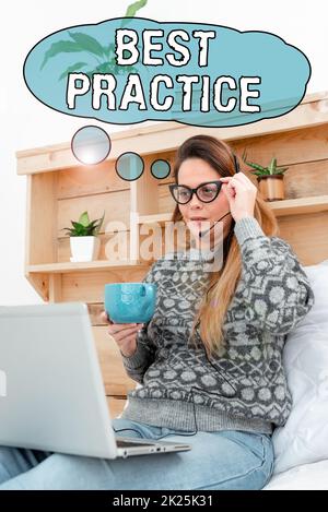 Inspiration showing sign Best Practice. Internet Concept commercial ...