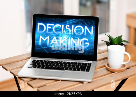 Text sign showing Decision Making. Business photo text The act of ...