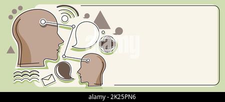 Multiple Heads Connected Showing New Technology Ideas. Gears In Brain ...