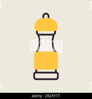Pepper mill spice grinder vector grayscale icon. Kitchen appliance ...