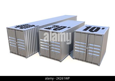 Metallic ship cargo containers 10 20 and 40 feet length Stock Photo - Alamy