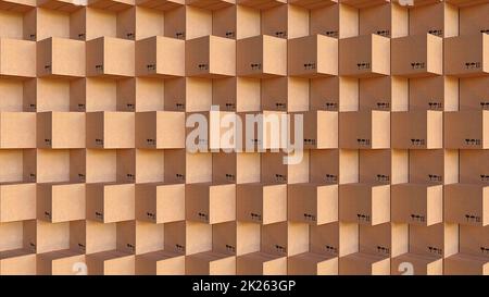 Rows cardboard boxes of parcels Stock Photo - Alamy