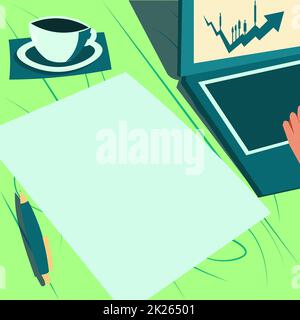 Laptop Resting On A Table Beside Coffee Mug And Plant Showing Work ...