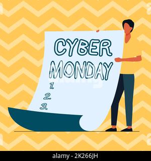 Inspiration showing sign Cyber Monday. Concept meaning Marketing term ...