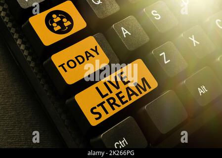 Writing displaying text Live Stream. Business overview to broadcast a ...