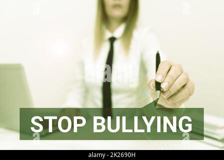 Inspiration showing sign Stop Bullying, Business concept Fight and ...