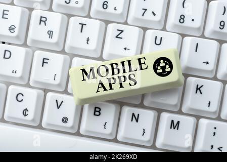 Hand writing sign Mobile Apps. Internet Concept a software application designed to run on ...