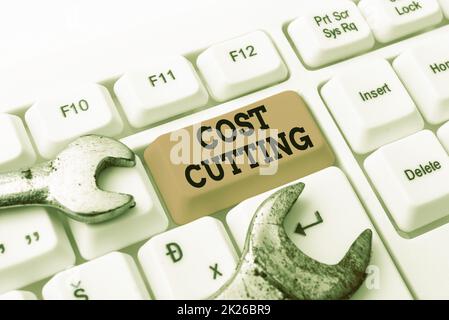 Text showing inspiration Cost Cutting. Concept meaning Measures ...