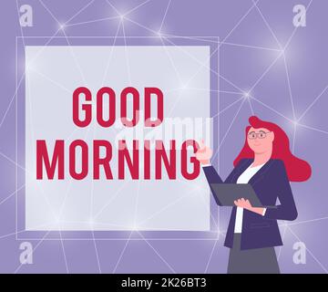 Text caption presenting Good Morning. Concept meaning A conventional ...
