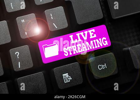Writing displaying text Live Streaming. Internet Concept displaying ...