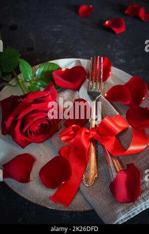 Romantic valentines day rendezvous with red roses and black stilettos ...