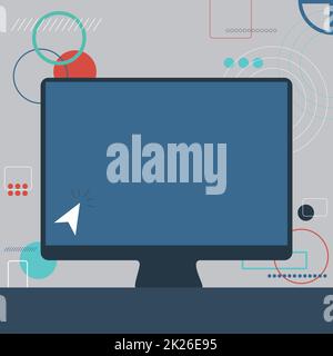 Illustration Of Cursor In A Big Blank Screen Monitor Searching For New ...