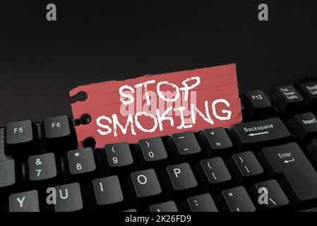 Handwriting text Stop Smoking. Business concept the process of ...