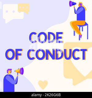 Ethics, respect, code, honesty, integrity - outline signpost with five ...