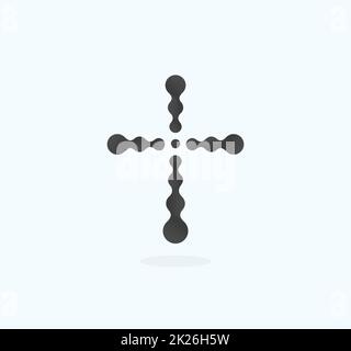 Christian symbol, black connection dots icon. Church logo template ...