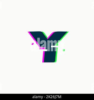 Letter O. Glitch font, vector isolated abstract symbol with digital ...