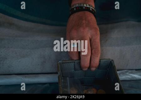 Coin Money Help For Beggar Person On Street Stock Photo - Alamy