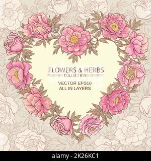 peonies vector heart Stock Photo - Alamy
