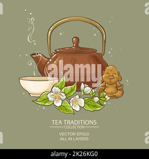 jasmine tea vector illustration Stock Photo - Alamy