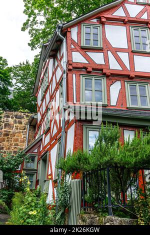 Impression in the historic city of Marburg in Germany with old ...