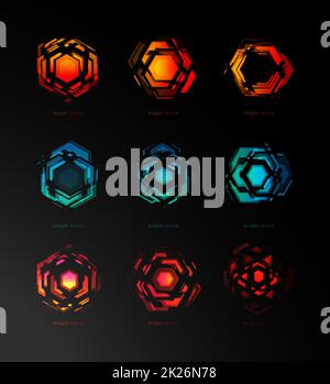 Abstract dark orange tech geometric background Stock Photo - Alamy