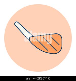 Single piece of chop lamb with bone vector grayscale icon food meat ...