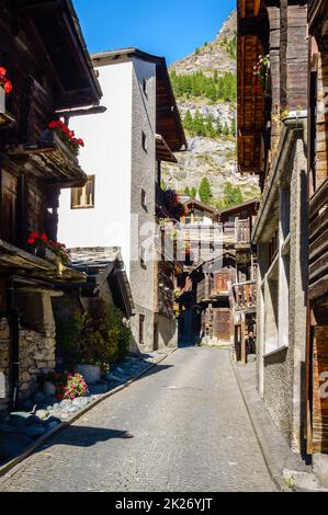 Quaint street in Zermatt Stock Photo - Alamy