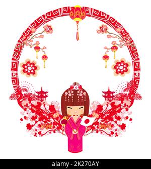 Geisha and Chinese lanterns - Mid-Autumn Festival for Chinese New Year ...