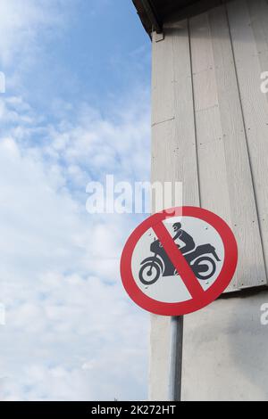 Bike and motorbike prohibition signs. Red circle with logo inside Stock ...