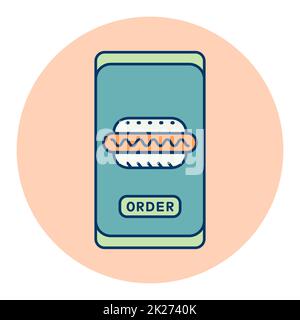 Fast food delivery service vector grayscale icon. Hot dog symbol ...