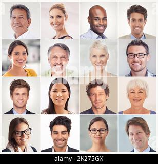 Smiling people faces from different cultures, creative collage Stock ...